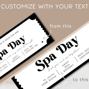 Spa Day Gift Coupon Spa Wellness Editable Voucher Digital Ticket for ...