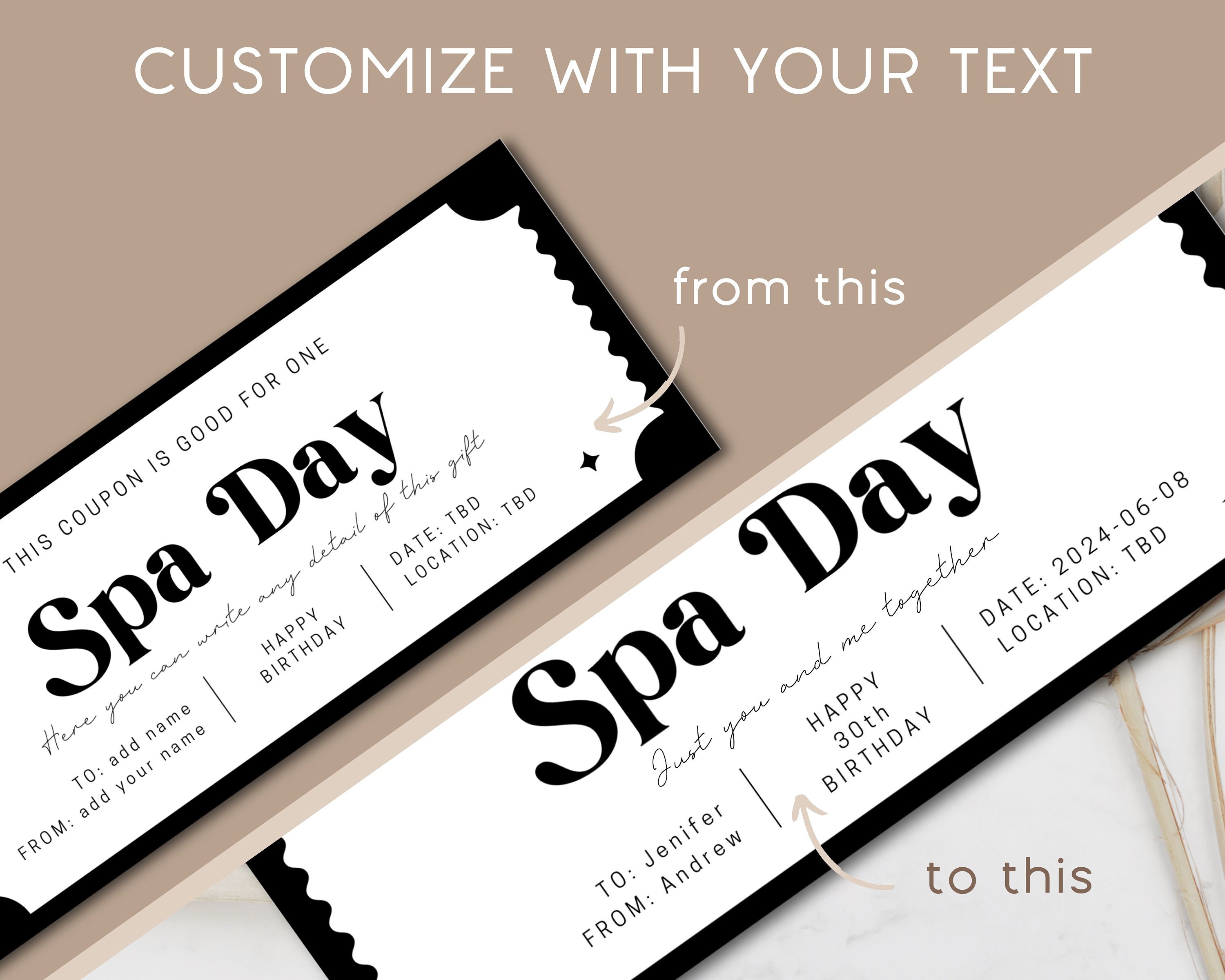 Spa Day Gift Coupon Spa Wellness Editable Voucher Digital Ticket for ...