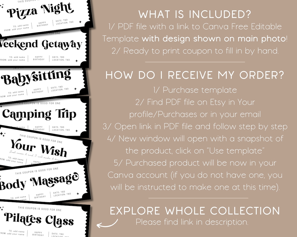 Lunch Date Gift Coupon Editable Template Lunch Voucher Gift for ...