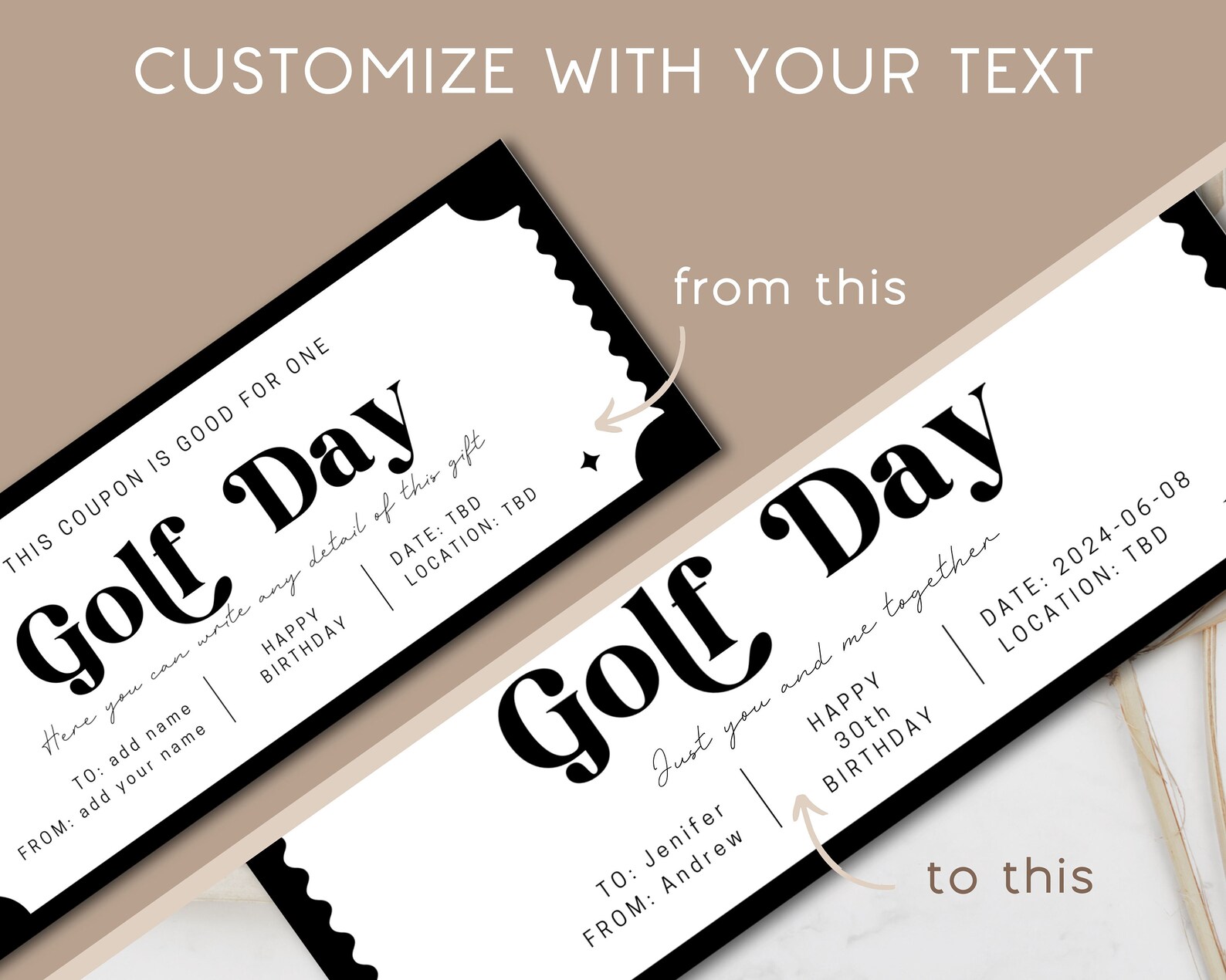 Golf Day Gift Coupon Golf Player Birthday Gift Idea Golf Voucher for ...