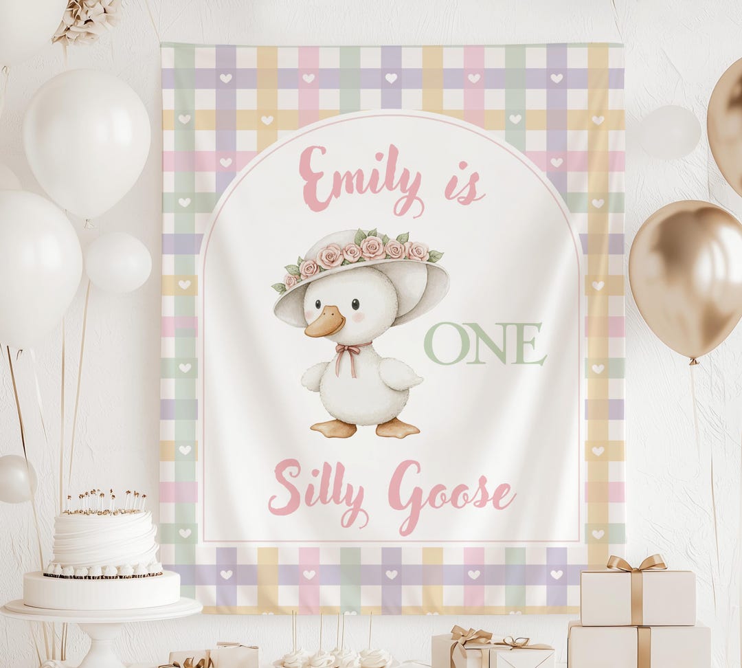 One Silly Goose Birthday Backdrop 1st Birthday Silly Goose Sign Cute ...