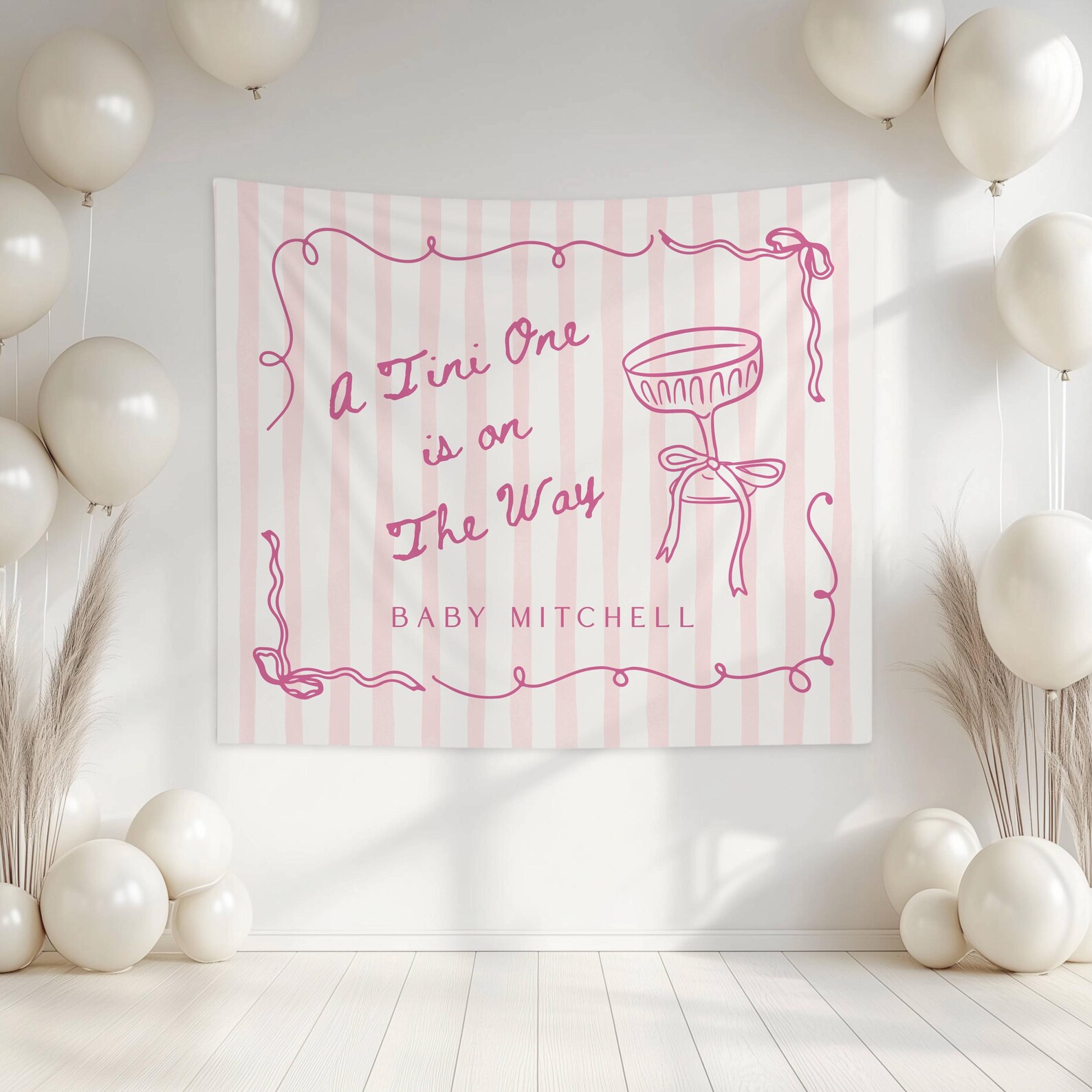 Tini One is on the Way Baby Shower Backdrop Elegant Tini Baby Shower ...