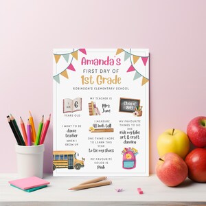 Personalized First Day of School Print Back to School Poster First Day ...