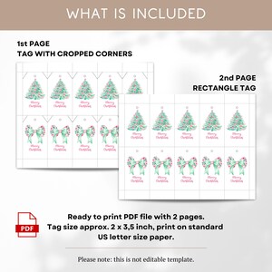 Christmas Tree Trellis Gift Tag Pink and Mint Tag Preppy Grand ...