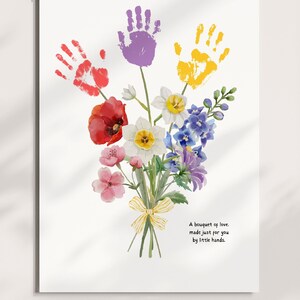 Mothers Day Flower Handprint Art Printable DIY Last Minute Gift for Mom ...