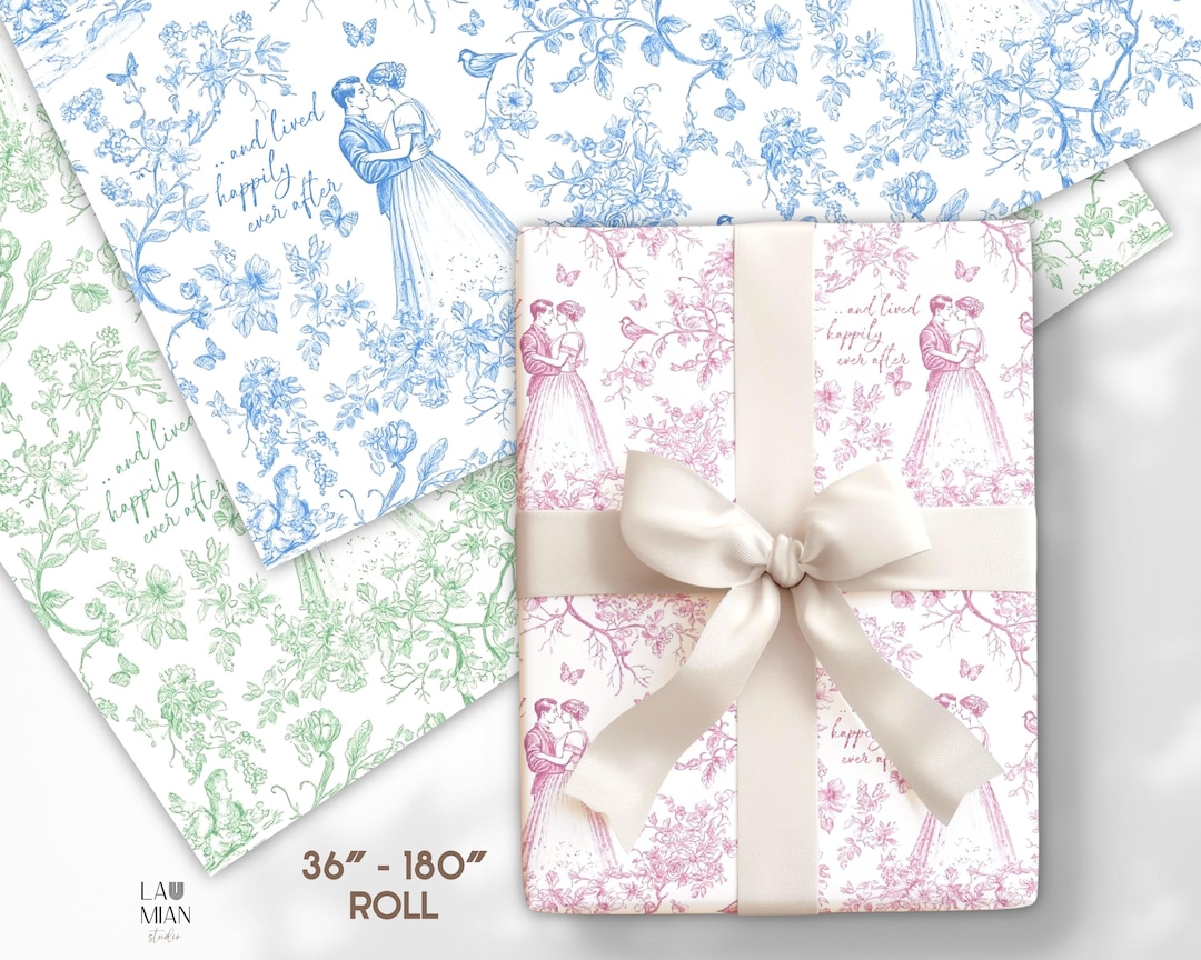Bridal Shower Gift Wrap Personalizable Wedding Wrapping Paper Bride and ...