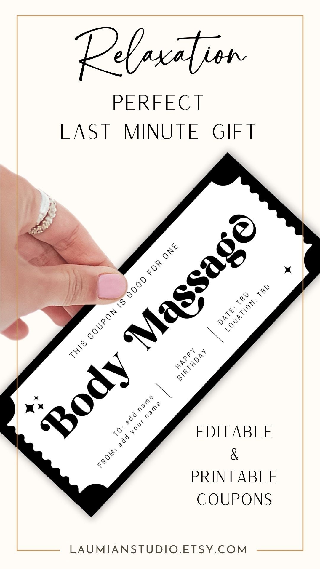 Body Massage Coupon Personalizable Text Gift Voucher Relaxation Massage ...