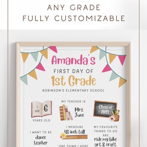 Personalized First Day of School Print Back to School Poster First Day ...