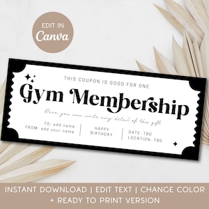 Gym Membership Gift Certificate Editable Text Fitness Coupon Boyfriend ...