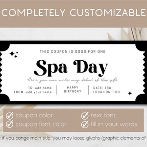 Spa Day Gift Coupon Spa Wellness Editable Voucher Digital Ticket for ...