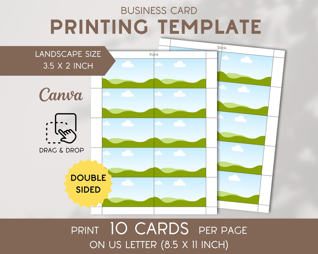 Printing Template Business Card Landscape Print 3.5x2 Inch Business ...