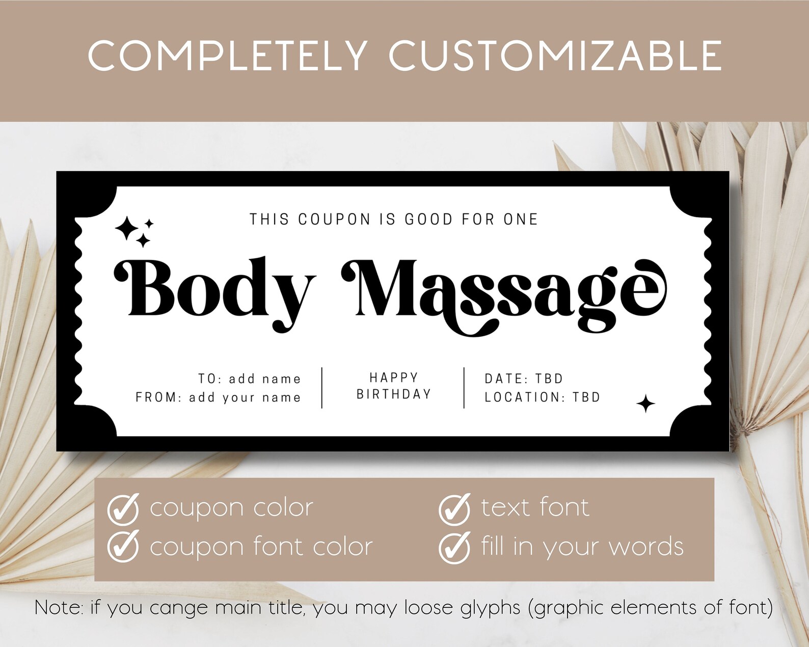 Body Massage Coupon Personalizable Text Gift Voucher Relaxation Massage ...