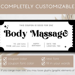 Body Massage Coupon Personalizable Text Gift Voucher Relaxation Massage ...
