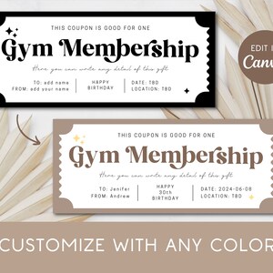 Gym Membership Gift Certificate Editable Text Fitness Coupon Boyfriend ...