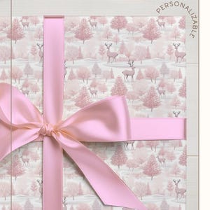 Watercolor Pink Deer Wrapping Paper Roll Deer Pattern Packaging Roll ...