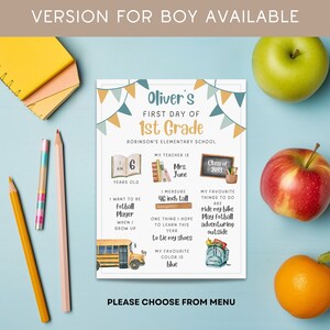 Personalized First Day of School Print Back to School Poster First Day ...