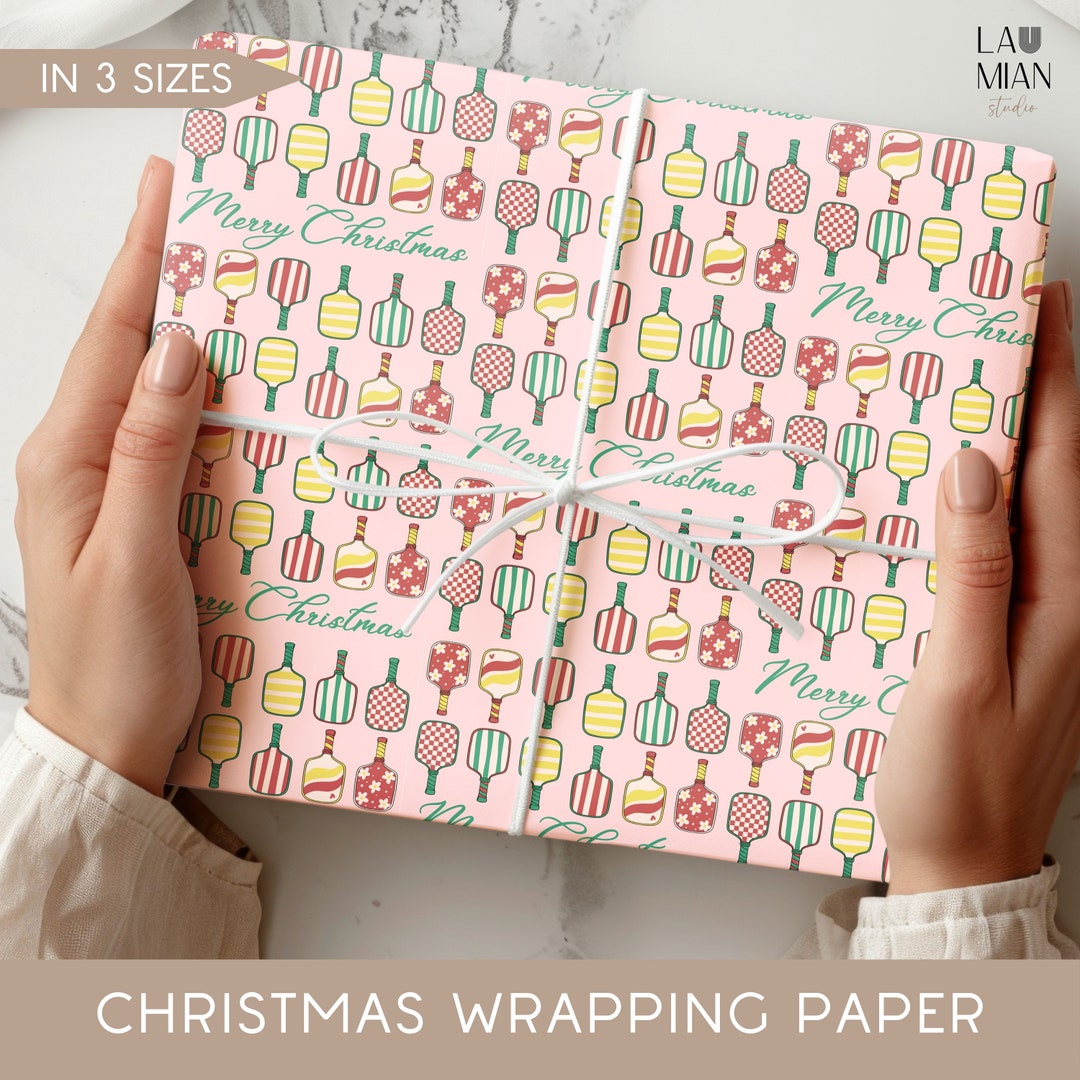 Pickle Player Wrapping Paper Christmas Gift Wrap Pickleball Merry ...
