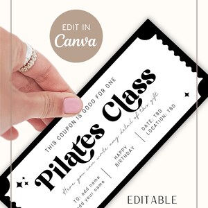 Pilates Class Gift Coupon Pilates Lover Voucher Editable Template Last ...