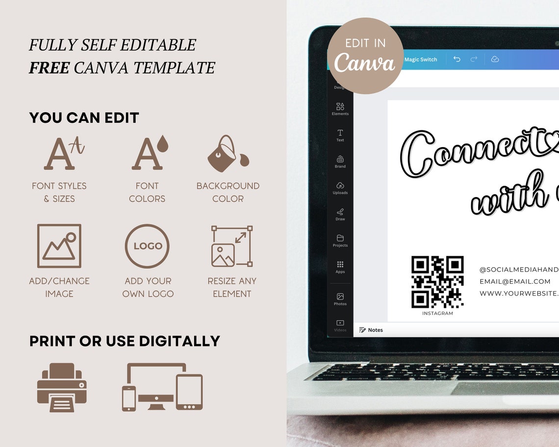 BUNDLE Price List Sign Social Media Sign Template Custom QR Code Sign ...