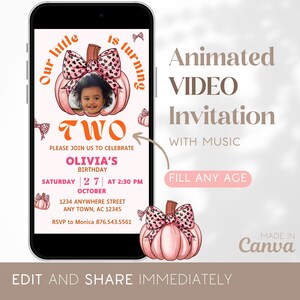 Our Little Pumpkin Birthday Invite Electronic Cute Pumpkin Invitation ...