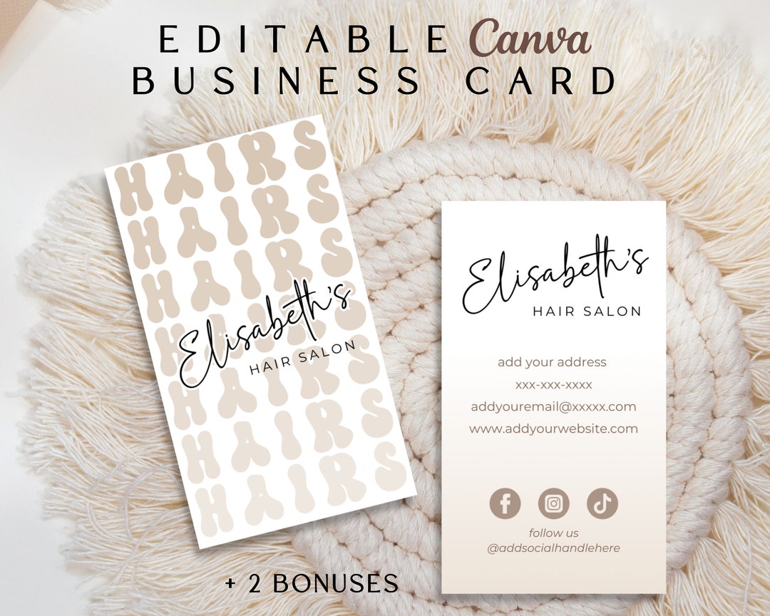 Hair Stylist Business Card Template Contact Card Hairstylist Canva ...