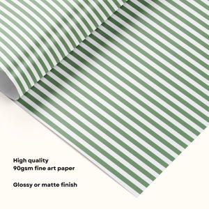 Vintage Green Striped Gift Wrap Paper Roll Green Red Stripes Christmas ...