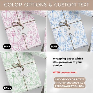 Pink Wedding Gift Wrap Personalized Engagement Wrapping Wedding Elegant ...