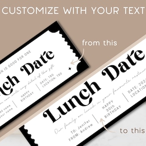 Lunch Date Gift Coupon Editable Template Lunch Voucher Gift for ...