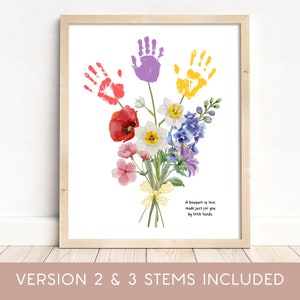 Mothers Day Flower Handprint Art Printable DIY Last Minute Gift for Mom ...
