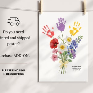 Mothers Day Flower Handprint Art Printable DIY Last Minute Gift for Mom ...