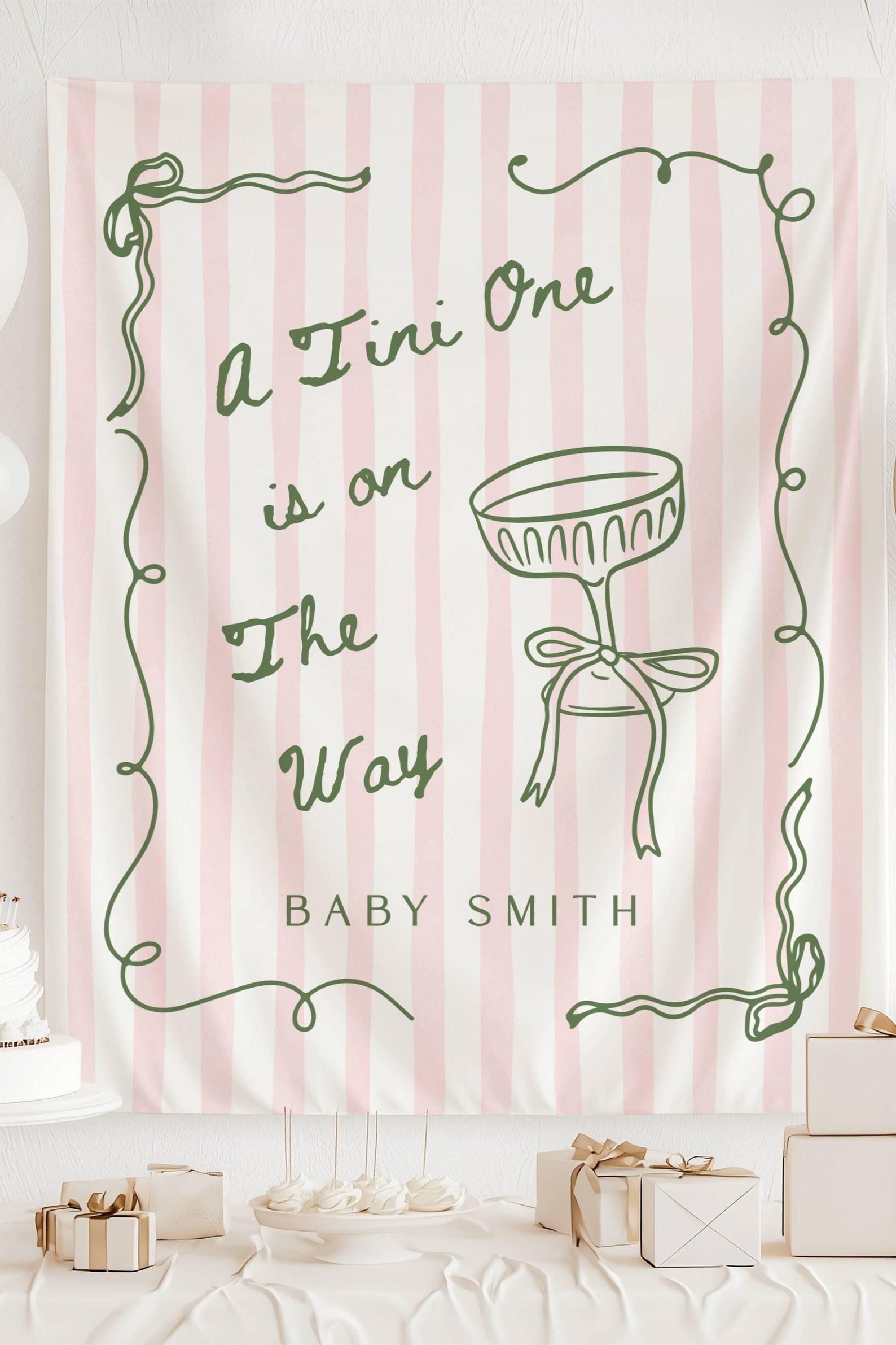 Tini One is on the Way Baby Shower Backdrop Elegant Tini Baby Shower ...