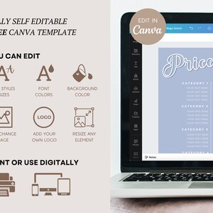 Digital Pricing List Template Small Business Price List Template ...