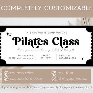 Pilates Class Gift Coupon Pilates Lover Voucher Editable Template Last ...