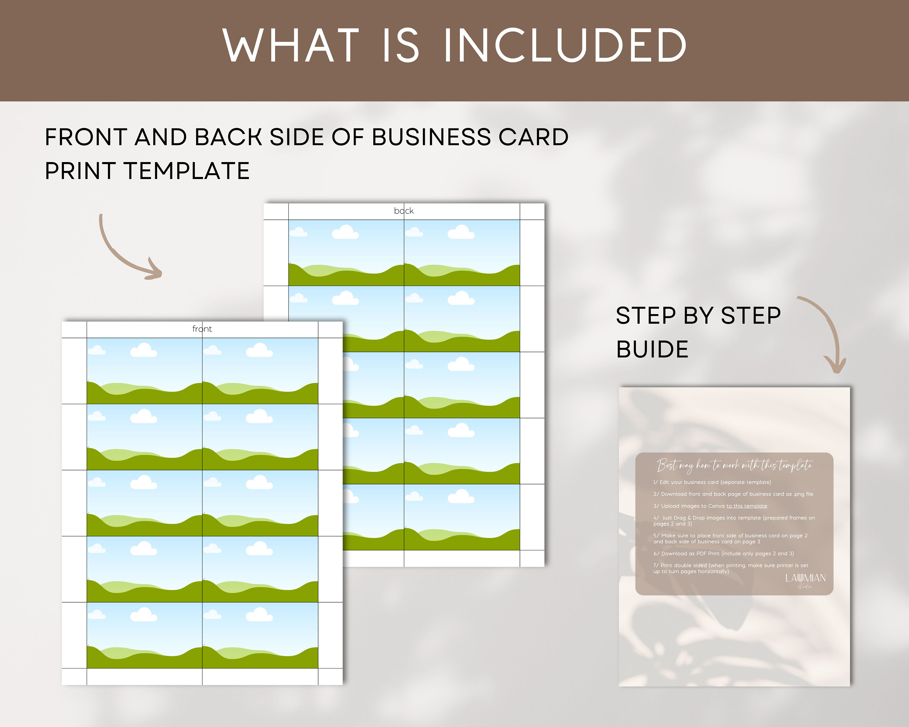 Printing Template Business Card Landscape Print 3.5x2 Inch Business ...