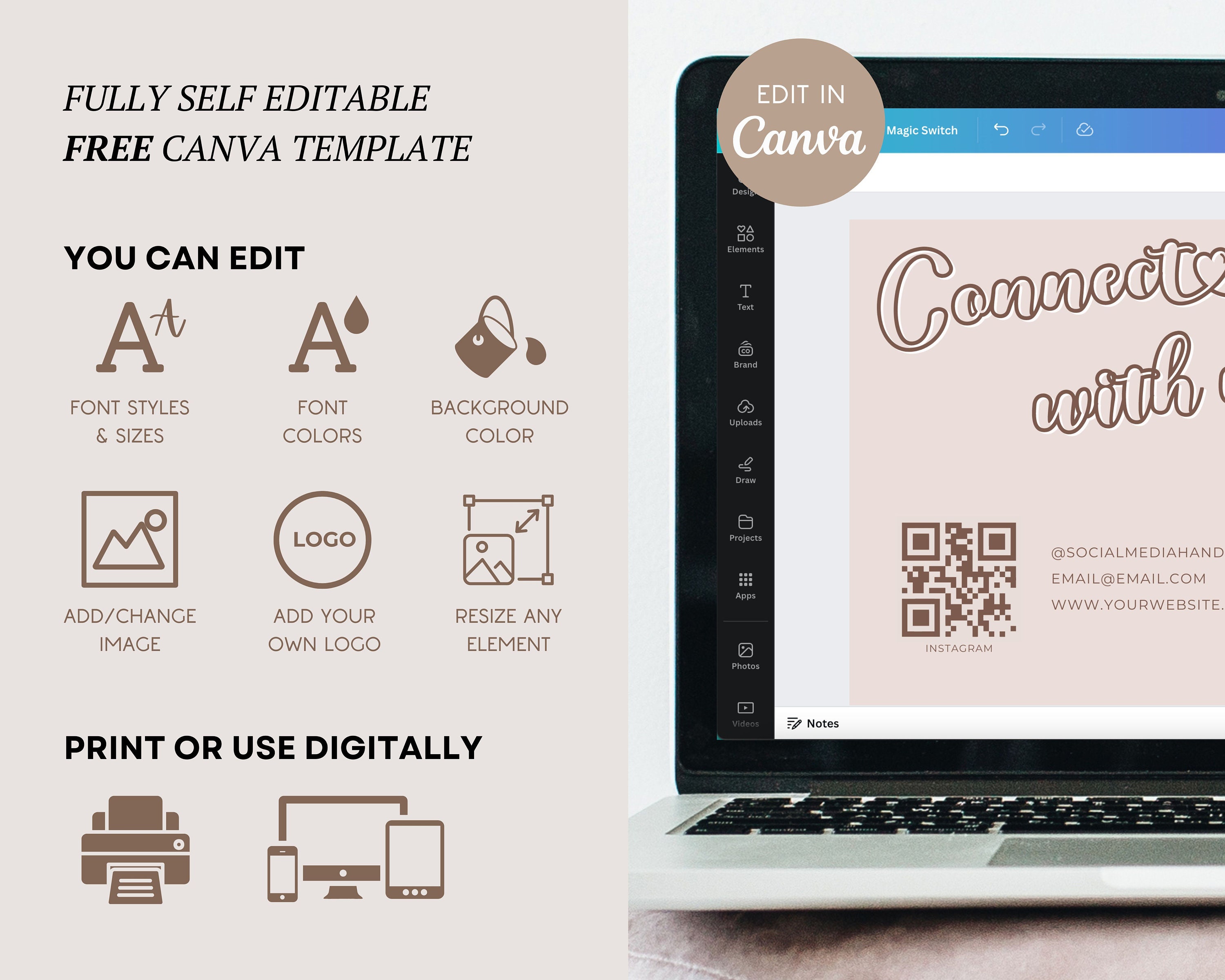 Social Media Sign Custom QR Code Sign Small Business Sign Template ...
