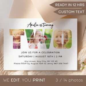 Second Birthday Invitation Photo Custom Second Birthday Invite Second ...