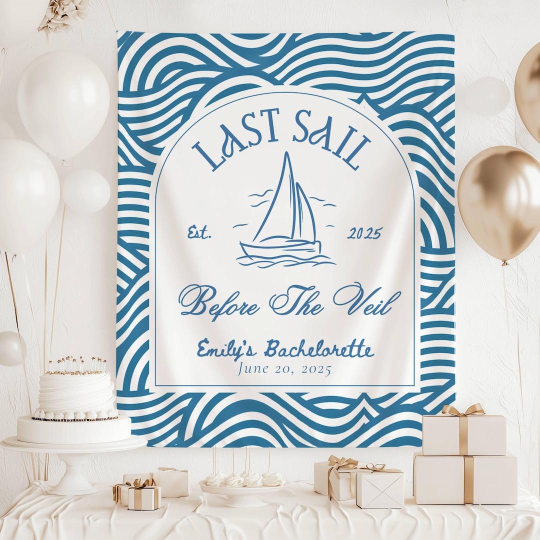 Custom Sailing Bachelorette Backdrop Waves Boat Bachelorette Party ...