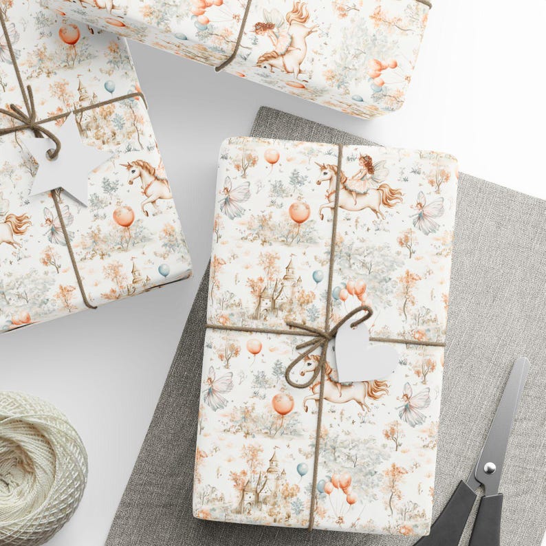 Custom Neutral Unicorn Wrapping Paper Beige Gift Wrap Neutral Gift Wrap ...