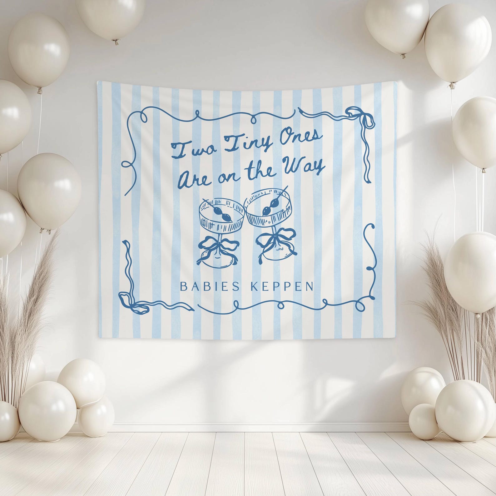 Sage Martini Twin Baby Shower Banner Two Tiny Ones Are on the Way ...