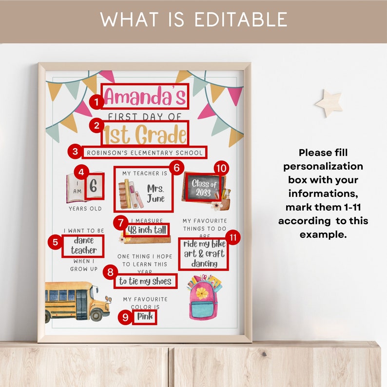 Personalized First Day of School Print Back to School Poster First Day ...