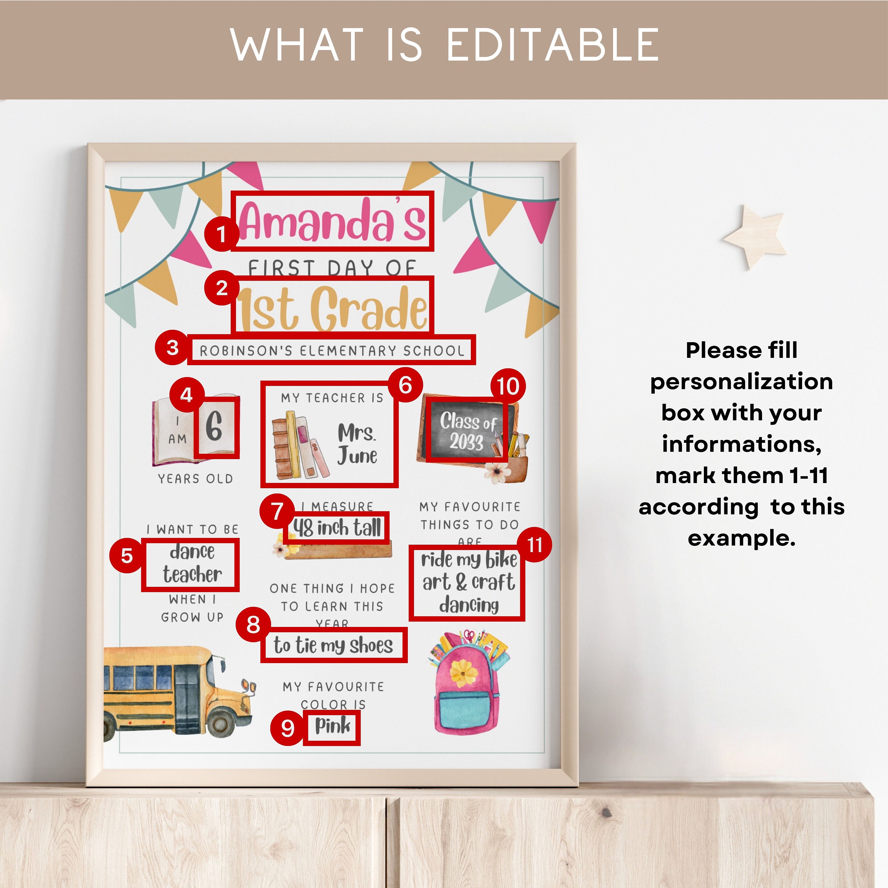 Personalized First Day of School Print Back to School Poster First Day ...