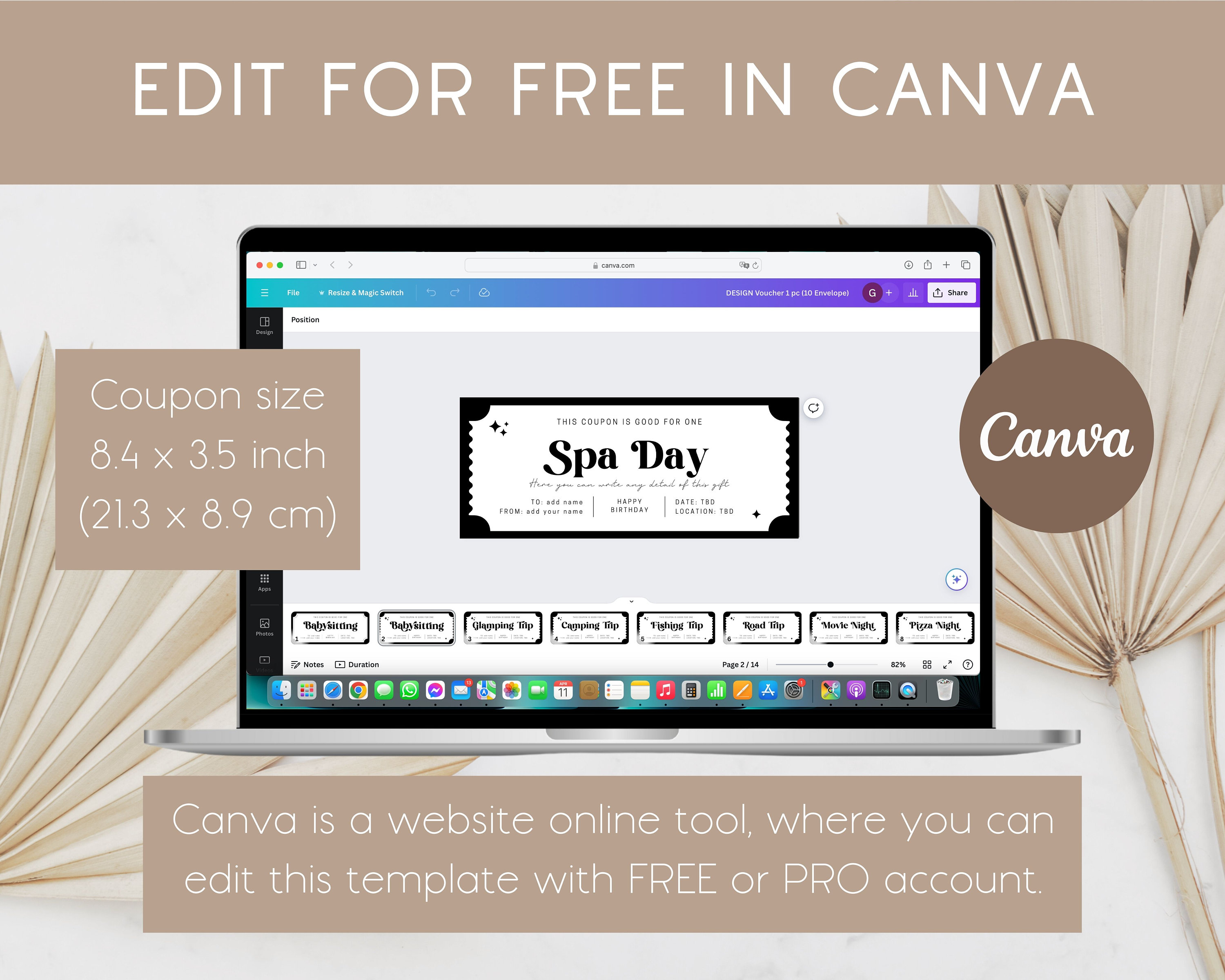 Spa Day Gift Coupon Spa Wellness Editable Voucher Digital Ticket for ...