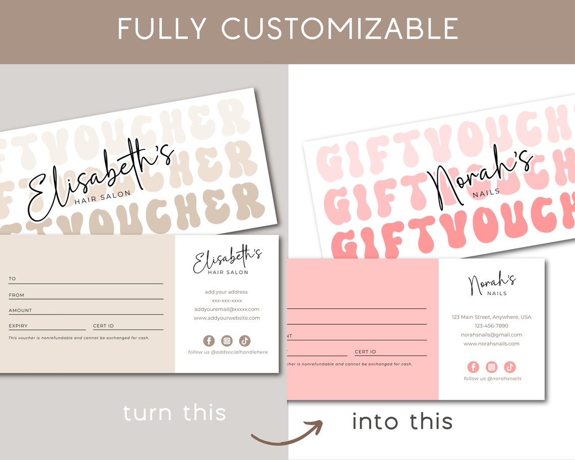 Hair Stylist Gift Certificate Digital Template Logo Hair Salon Gift ...
