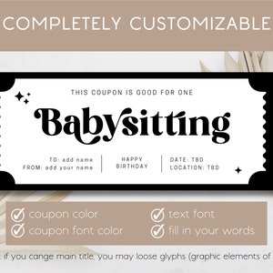 Babysitting Coupon Gift New Mom Babysitting Voucher Editable ...