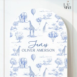 Personalized Toile Safari Arch Panel DIY Baby Shower Giant Decor Blue ...