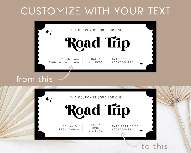 Custom Road Trip Coupon Travel Surprise Gift for Best Friend Road Trip ...
