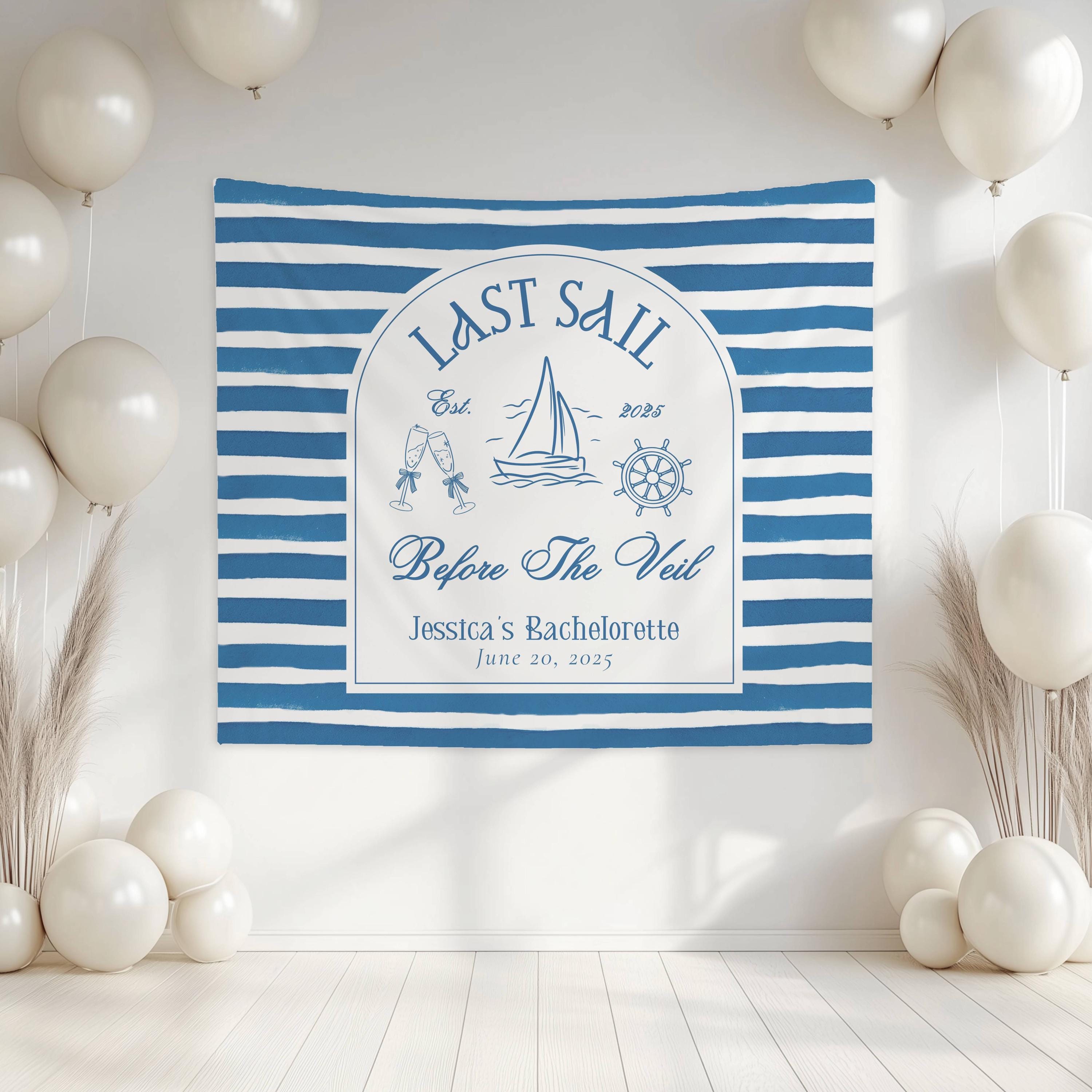 Custom Sailing Bachelorette Backdrop Waves Boat Bachelorette Party ...