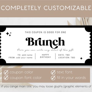 Personalized Brunch Gift Voucher Editable Brunch Coupon Gift for Reader ...