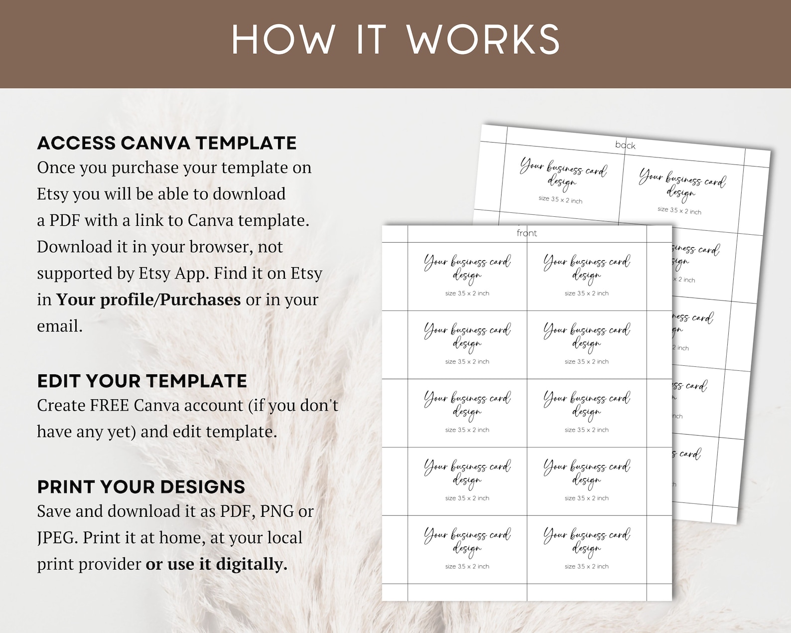 Printing Template Business Card Landscape Print 3.5x2 Inch Business ...