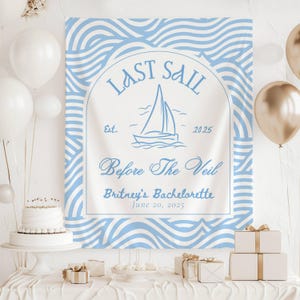 Custom Sailing Bachelorette Backdrop Waves Boat Bachelorette Party ...